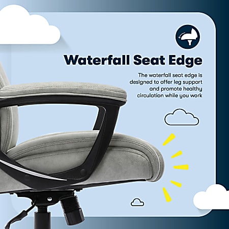 Serta Comfort Eco Ergonomic Velvet Mid Back Office Chair Light Gray ...