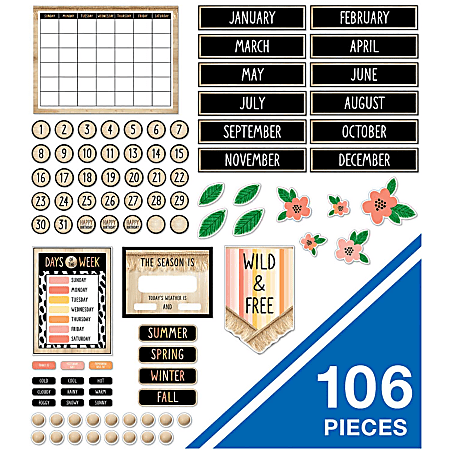Schoolgirl Style Simply Safari Calendar Bulletin Board Set Set Of 106 ...