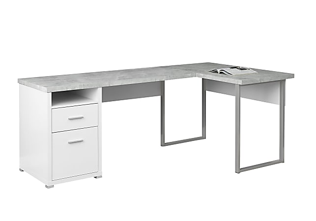 Monarch L Shaped Corner Computer Desk White Gray