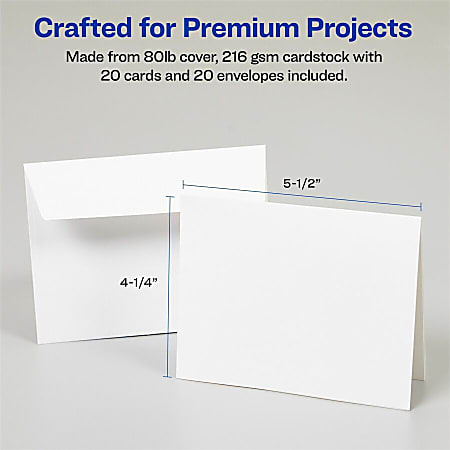 Avery Quarter Fold Greeting Card Stock With Envelopes Matte White 4.25 ...