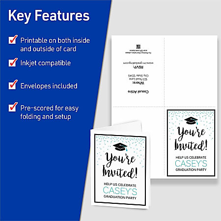Avery Quarter Fold Greeting Card Stock With Envelopes Matte White 4.25 ...