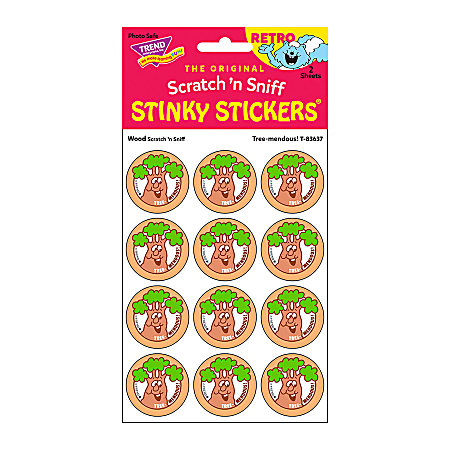 Trend Retro Scratch n Sniff Stinky Stickers Tree mendousWood Scent 24 ...