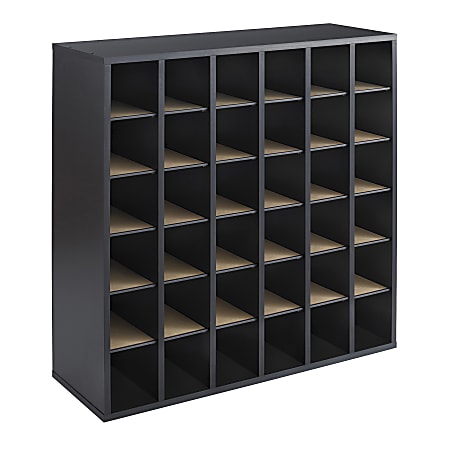 Safco Wood Mail Sorter 36 Compartments 32 34 H x 33 34 W x 12 D Black ...