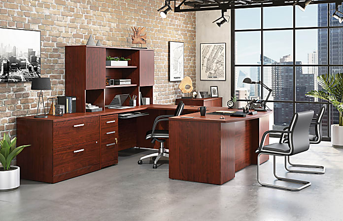 Sauder Affirm 72 W Commercial Computer Desk Classic Cherry - Office Depot