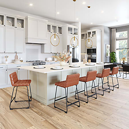 Zuo Pago Faux Leather Counter Height Stools With Backs Brown Set Of 2 ...