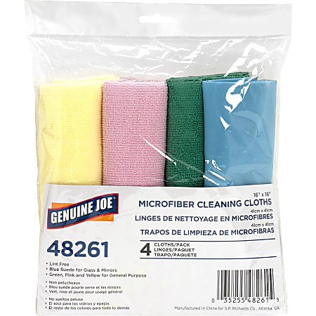 Genuine Joe Color coded Microfiber Cleaning Cloths 16 Width x 16 Length ...