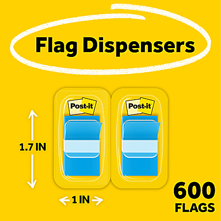 Post it Flags 1 x 1 1116 Blue 50 Flags Per Pad Pack Of 12 Pads - Office ...