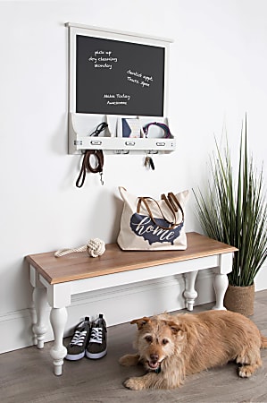 Kate and Laurel Stallard Non Magnetic Chalkboard With Hooks 24 x 24 ...