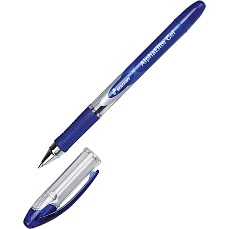 Alpha Elite Non Retractable Gel Pens Medium Point Clear Barrel Blue Ink ...