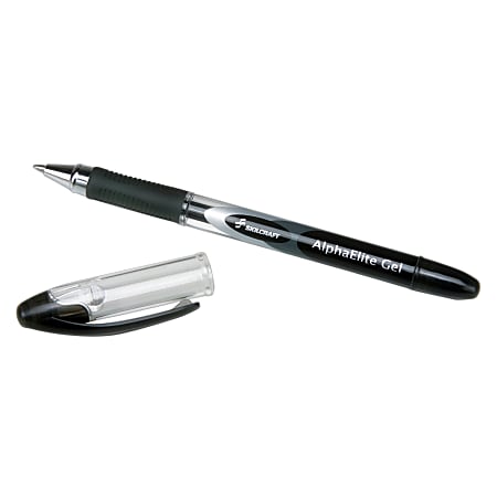 Alpha Elite Non Retractable Gel Pens Medium Point Clear Barrel Black ...