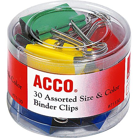 ACCO Binder Clips Assorted Sizes Colors Pack Of 30 - Office Depot