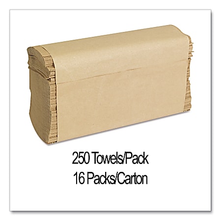 GEN Folded Paper Towels Multifold 9 x 9.45 Natural 250 TowelsPack 16 ...
