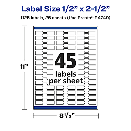 Avery Glossy Permanent Labels With Sure Feed 94749 WGP25 Barbell 12 x 2 ...
