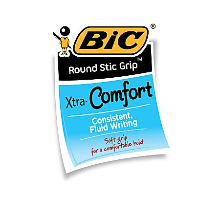 BIC Round Stic Grip Xtra Comfort Ballpoint Pens Medium Point 1.2 mm ...
