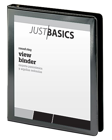 Just Basics Basic View 3 Ring Binder 12 Round Rings Black - Office Depot