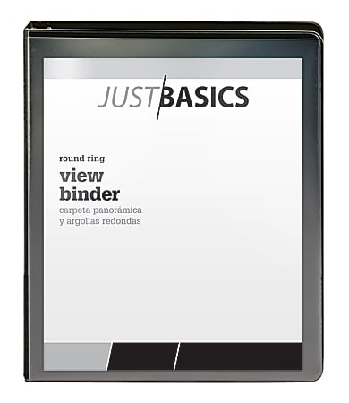 Just Basics Basic View 3 Ring Binder 12 Round Rings Black - Office Depot