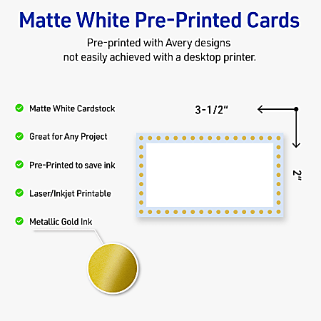 Avery Printable Cards With Sure Feed Technology 2 x 3 12 Matte White ...