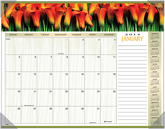 AT A GLANCE 30percent Recycled Desk Pad Calendar 22 x 17 Floral ...