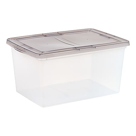 Iris Snap Top Storage Boxes 14.5 Gallon Clear Set Of 5 Boxes - Office Depot