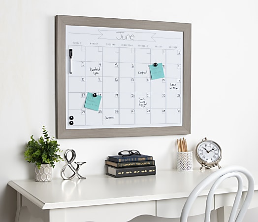 DesignOvations Beatrice Magnetic Framed Dry Erase Monthly Calendar ...