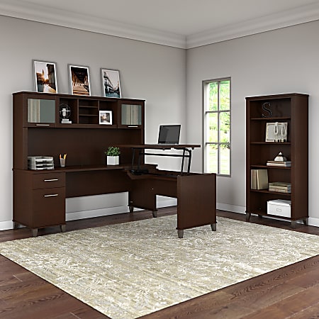 Bush Furniture Somerset 72 W 3 Position Sit to Stand L Shaped Desk With ...