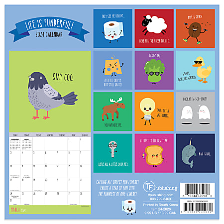 2024 TF Publishing Humor Monthly Mini Wall Calendar 7 x 7 Puns January ...