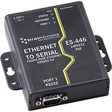Brainboxes 1 Port RS232 PoE Ethernet to Serial Adapter DIN Rail Mountable PC 1 x Number of ...