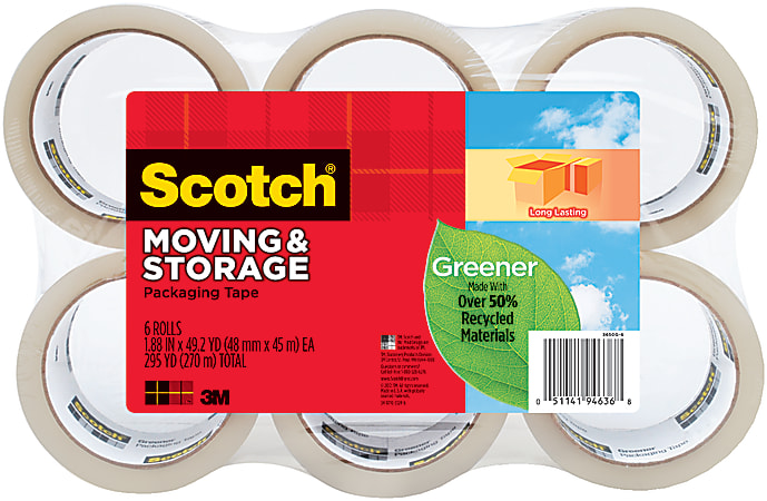 Scotch Long Lasting Storage Packaging Tape 1 78 x 49.2 Yd. Pack Of 6 ...