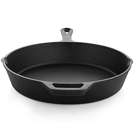 MegaChef 10 Round Pre Seasoned Cast Iron Frying Pan Black - Office Depot