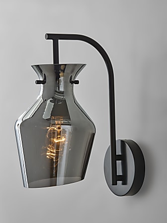Adesso Tate Wall Lamp 6 12 W Mirrored Smoked Glass ShadeBlack Base ...