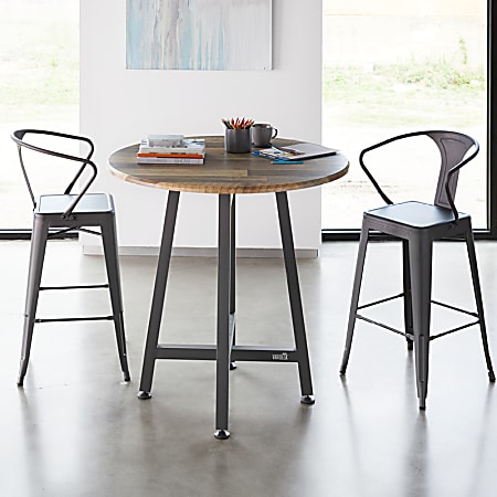 Vari Standing Round Table Reclaimed Wood - Office Depot