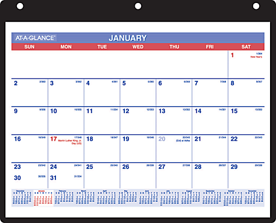 AT A GLANCE Monthly DeskWall Calendar 11 x 8 14 Black January December ...