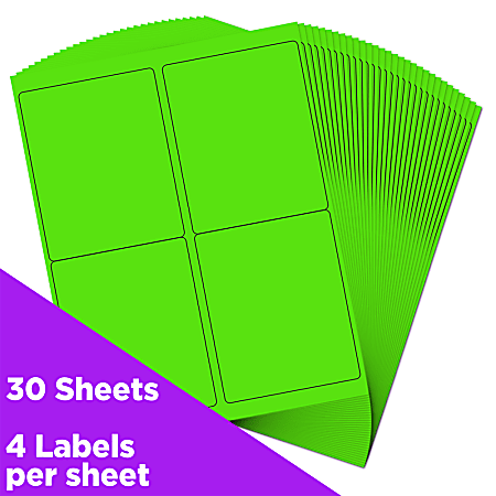 JAM Paper Mailing Address Labels Rectangle 4 x 5 Neon Green Pack Of 120 ...