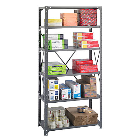 Safco Commercial Steel Shelf Pack 75 H x 36 W x 18 D 6 Shelves Gray ...