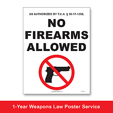 ComplyRight State Weapons Law 1 Year Poster Service English Tennessee 8 ...