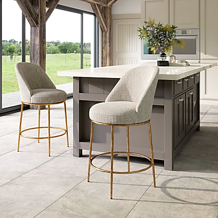 Zuo Nordhavn Swivel Counter Height Stool BeigeGold - Office Depot
