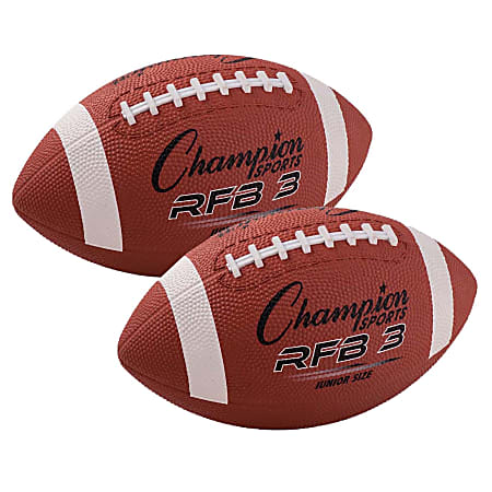 Champion Sports Rubber Footballs Junior Size Brown Pack Of 2 Footballs ...