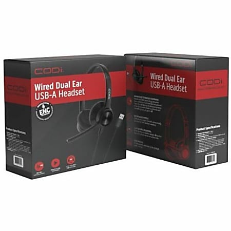 CODi CLARO Wired Stereo Dual Ear Headset with AI Powered ENC Microphone ...