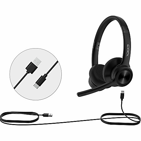 CODi CLARO Wired Stereo Dual Ear Headset with AI Powered ENC Microphone ...