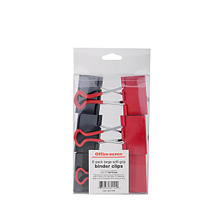Office Depot Brand Binder Clips Large 2 Wide BlackRed Pack Of 6 ...