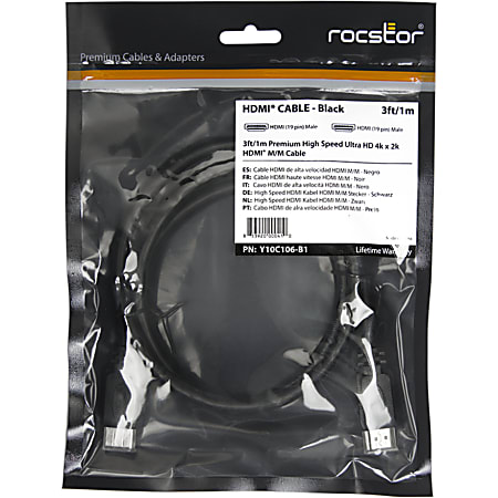 Rocstor Premium High Speed HDMI MM Cable With Ethernet 3 - Office Depot