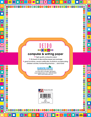 Barker Creek Computer Paper 8 12 x 11 Retro Pack Of 50 Sheets - Office ...