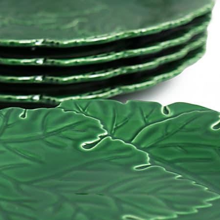Martha Stewart 6 Piece Sculpted Leaf Plate Set 9 Green - Office Depot
