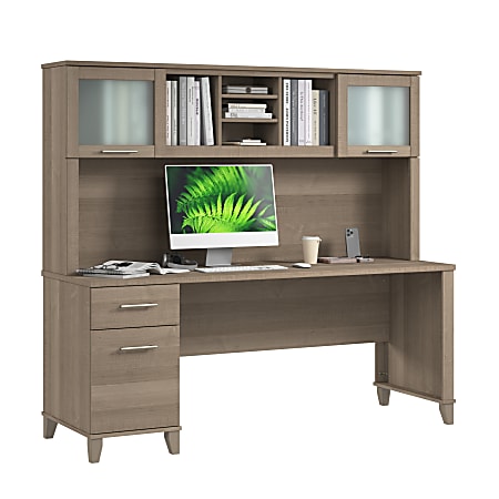 Bush Home Somerset 72 W Office Desk With Hutch Ash Gray Standard ...