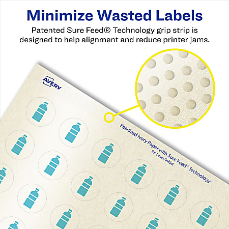 Avery Pearlized Permanent Labels With Sure Feed 94505 PIP10 Round 1 14 ...