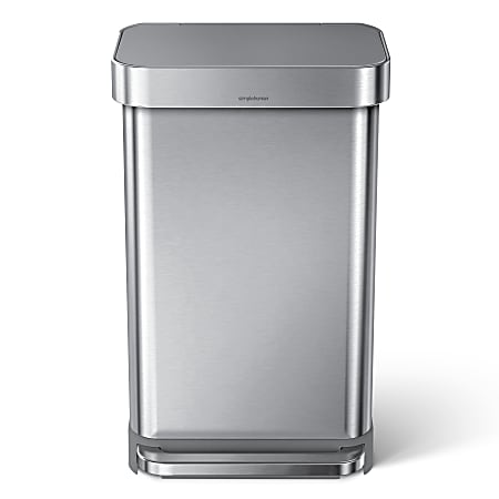 simplehuman Rectangular Step Can With Liner Pocket 12 Gallons Stainless ...