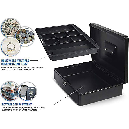 CARL Bill Tray Steel Security Cash Box Steel Black 4 H x 9 W x - Office ...