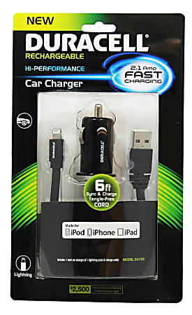 Duracell Car Charger With Lightning Cable DU1303 - Office Depot