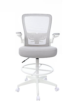 Boss Office Products Mesh Flip Arm Stool With Back GrayWhite - Office Depot