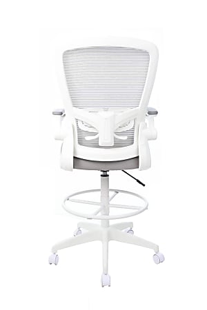 Boss Office Products Mesh Flip Arm Stool With Back GrayWhite - Office Depot